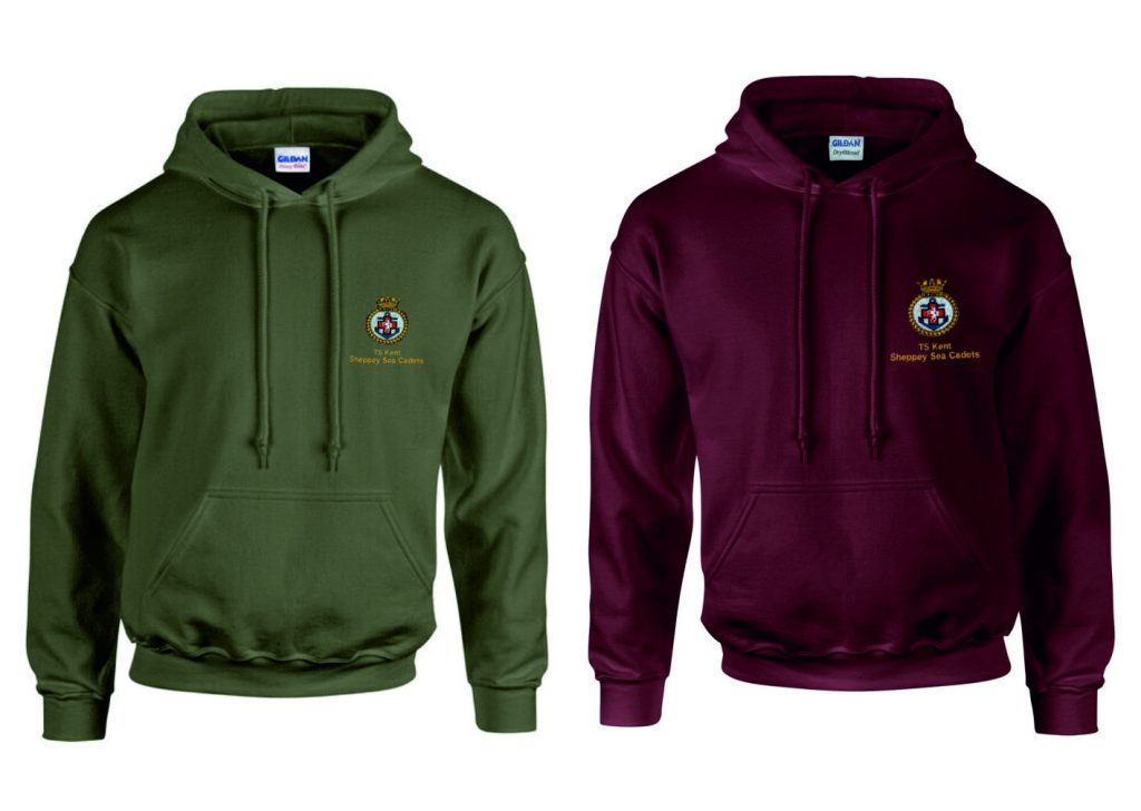 Sheppey Sea Cadets Over Head Hoodie - Burgundy or Military Green GD57 ...